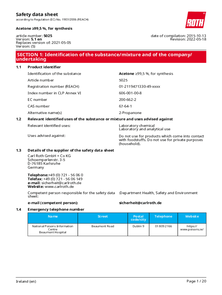 Fillable Online ACETONE 99.5% BP - SAFETY DATA SHEET - APC Pure Fax ...