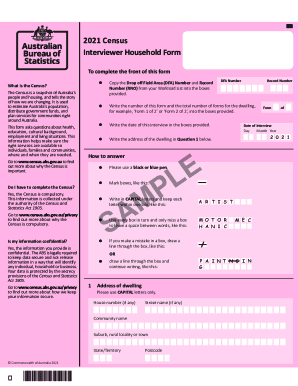 Fillable Online Census Household Form - Australian Bureau of Statistics ...