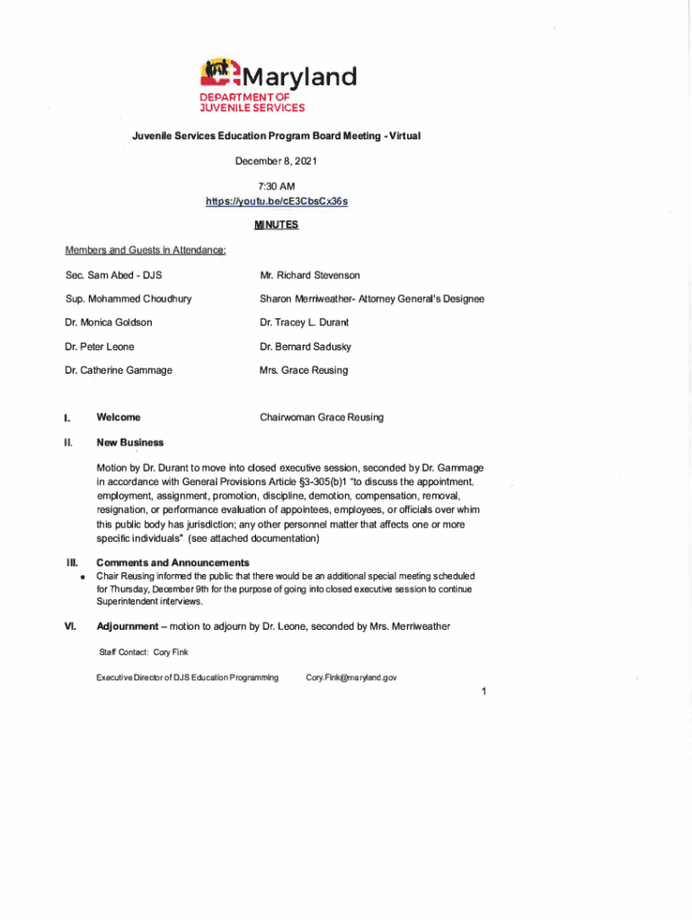 Fillable Online djs maryland Joint Report on the Transition of the ...