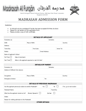 Fillable Online management ind MADRASAH ADMISSION FORM Fax Email Print ...
