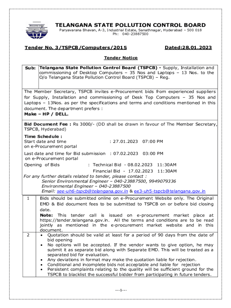 Fillable Online telangana state pollution control board paryavaran ...