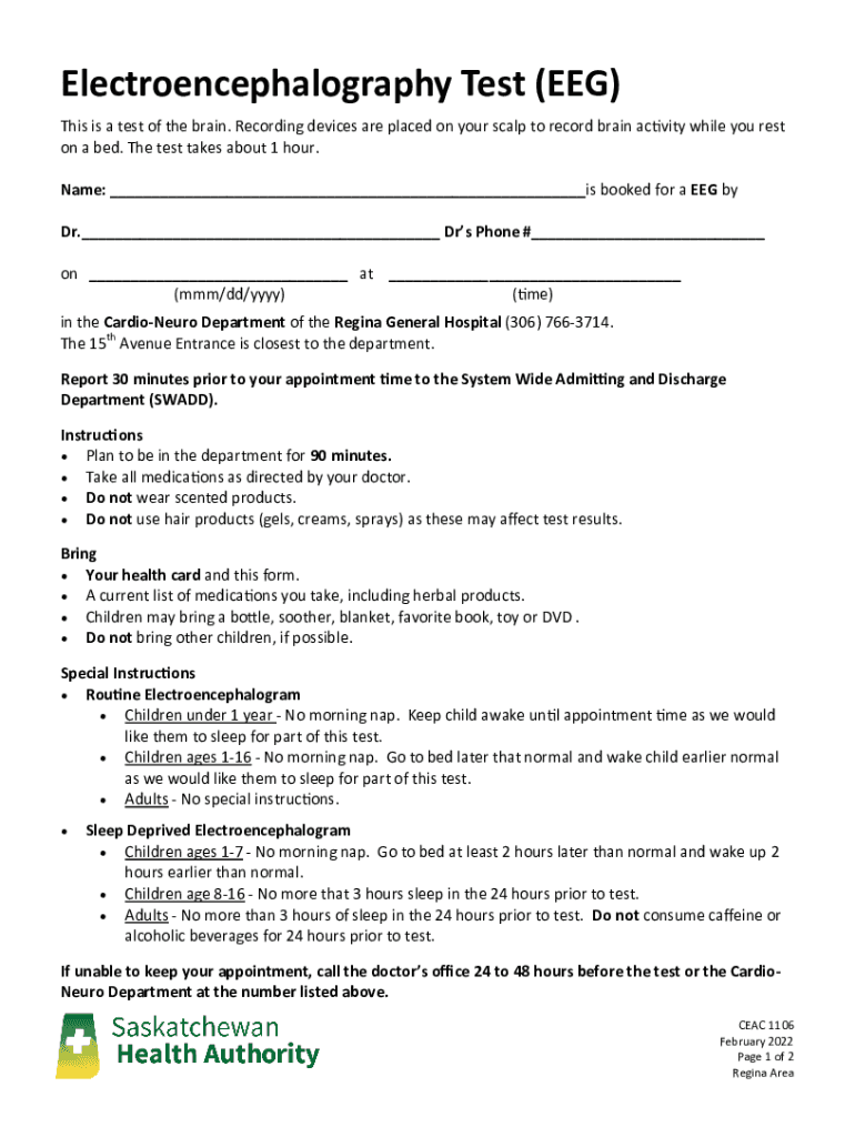 Fillable Online EEG: Tests, What is It & Definition - Cleveland Clinic ...