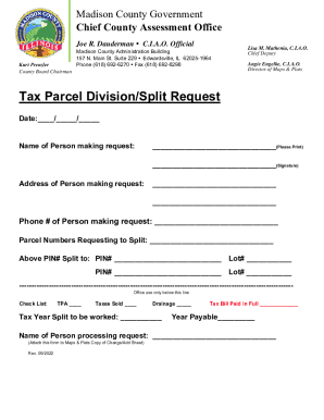 Fillable Online Tax Parcel Division-Split Request Form 2022 Fax Email ...