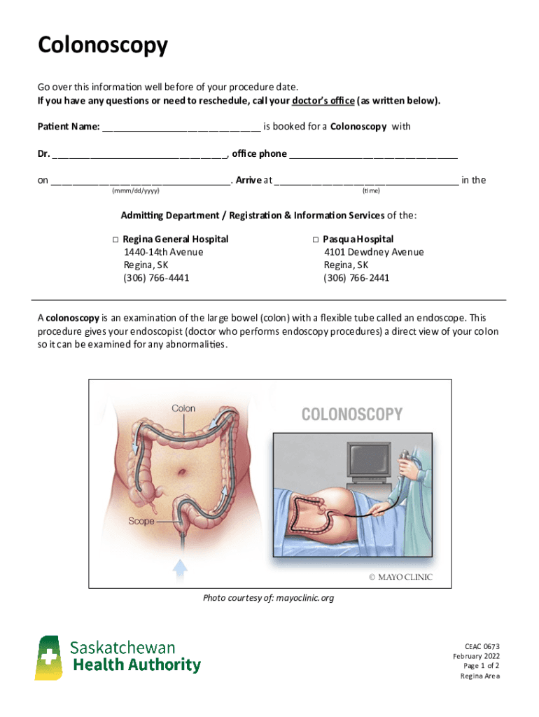 Fillable Online Colonoscopy: Prep & Procedure Details - Cleveland ...