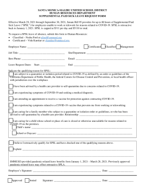 Fillable Online Supplemental Paid Sick Leave Request Form - smmusd.org ...