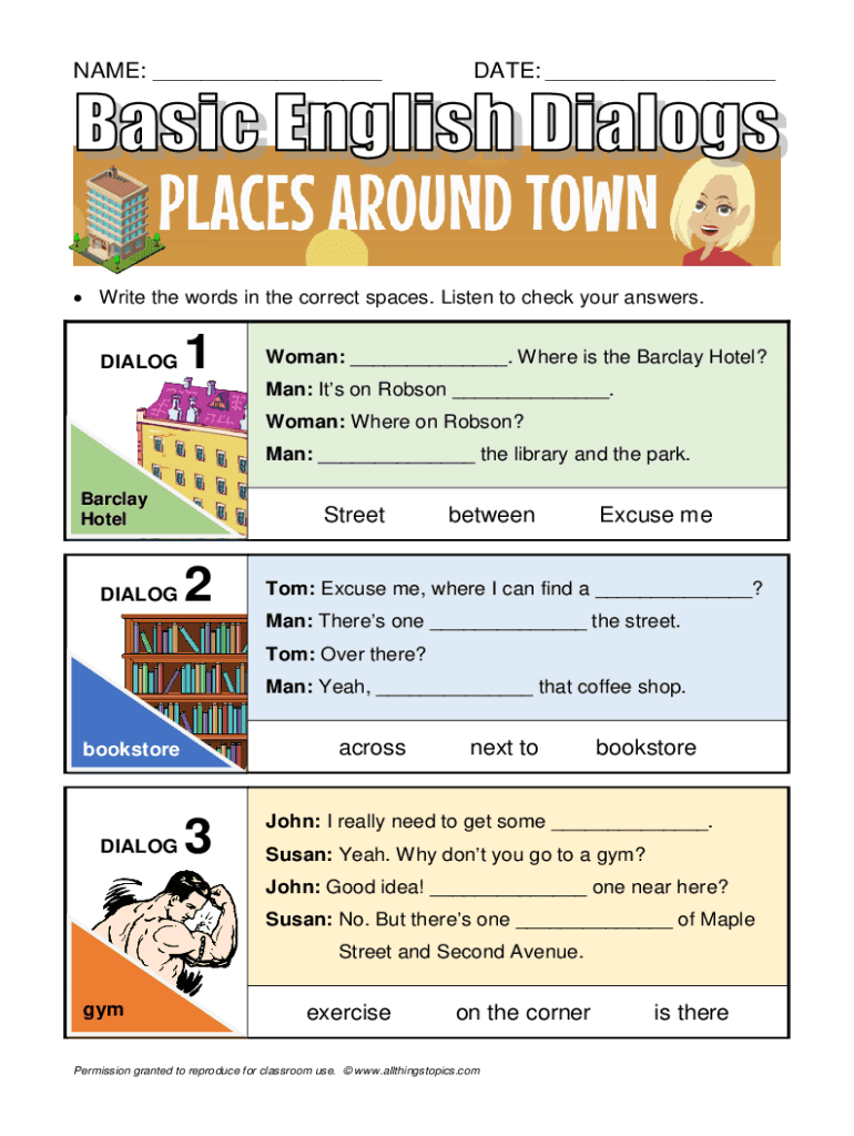 Fillable Online Basic English Dialogs - 99Worksheets Fax Email Print ...