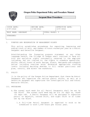 Fillable Online Sergeant Hour Procedures Oregon Police Department ...