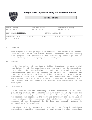 Fillable Online Internal Affairs Oregon Police Department Policy and ...