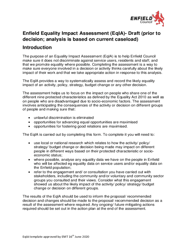 Fillable Online Equality Impact Assessment (EqIA) Template - Let's Talk ...