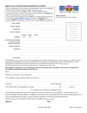 Fillable Online National Entitlement Card and Free Travel Passes Fax ...