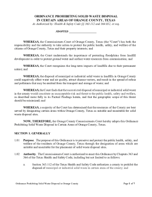 Fillable Online Public Hearing - Solid Waste Ordinance - Orange County, Texas Fax Email Print ...