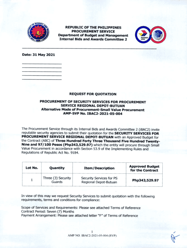 Fillable Online Internal Bids and Awards Committee 2 - PS-PhilGEPS Fax ...