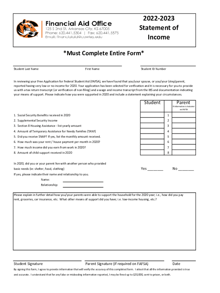 Fillable Online 2022-2023 Statement of Income Fax Email Print - pdfFiller
