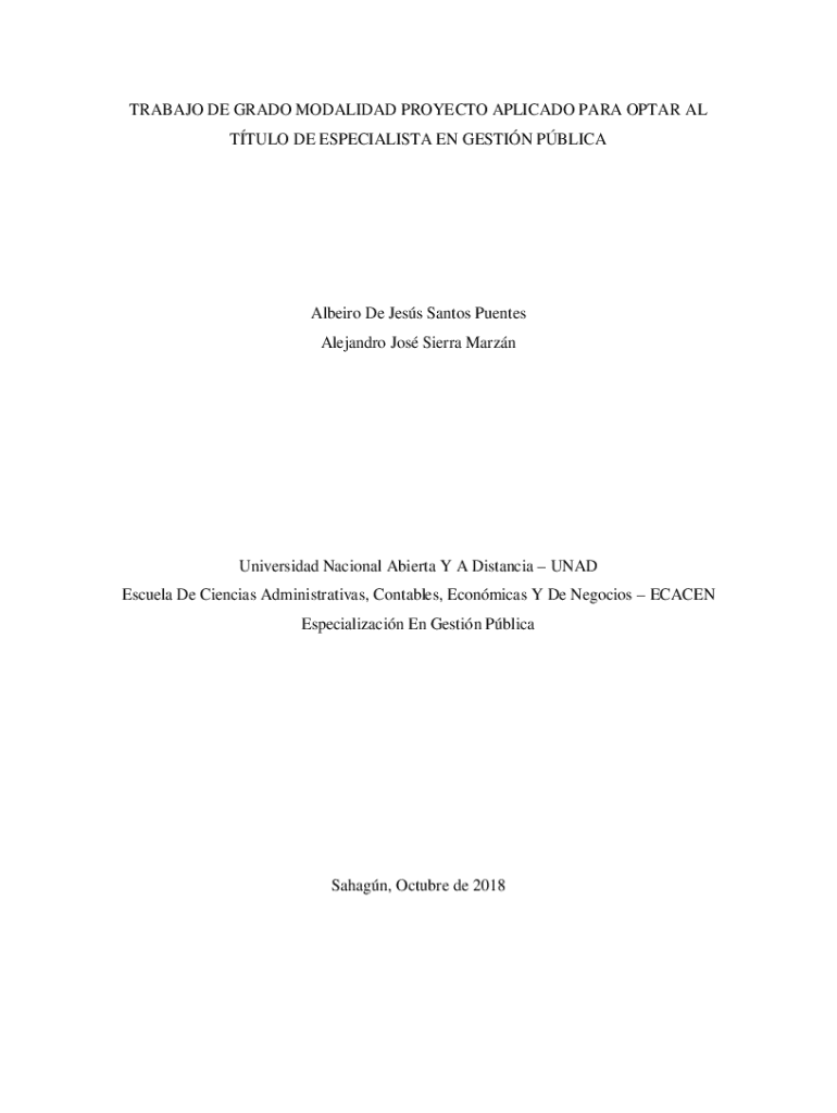 Completable En línea TRABAJO DE GRADO MODALIDAD PROYECTO APLICADO PARA OPTAR AL Fax Email ...