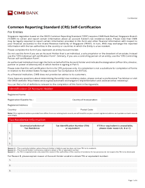 Fillable Online Common Reporting Standard (CRS) Self-Certification ...