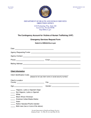 Fillable Online dhhs nv The Contingency Account for Victims of Human ...