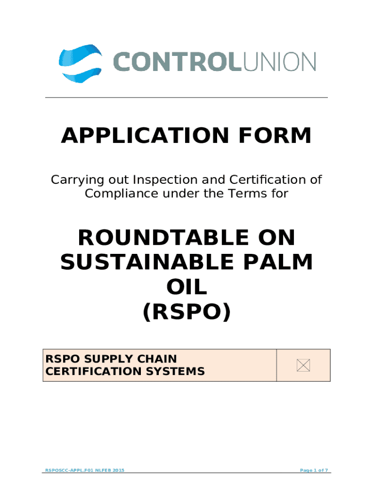 RSPO SCC application (English) Doc Template | pdfFiller