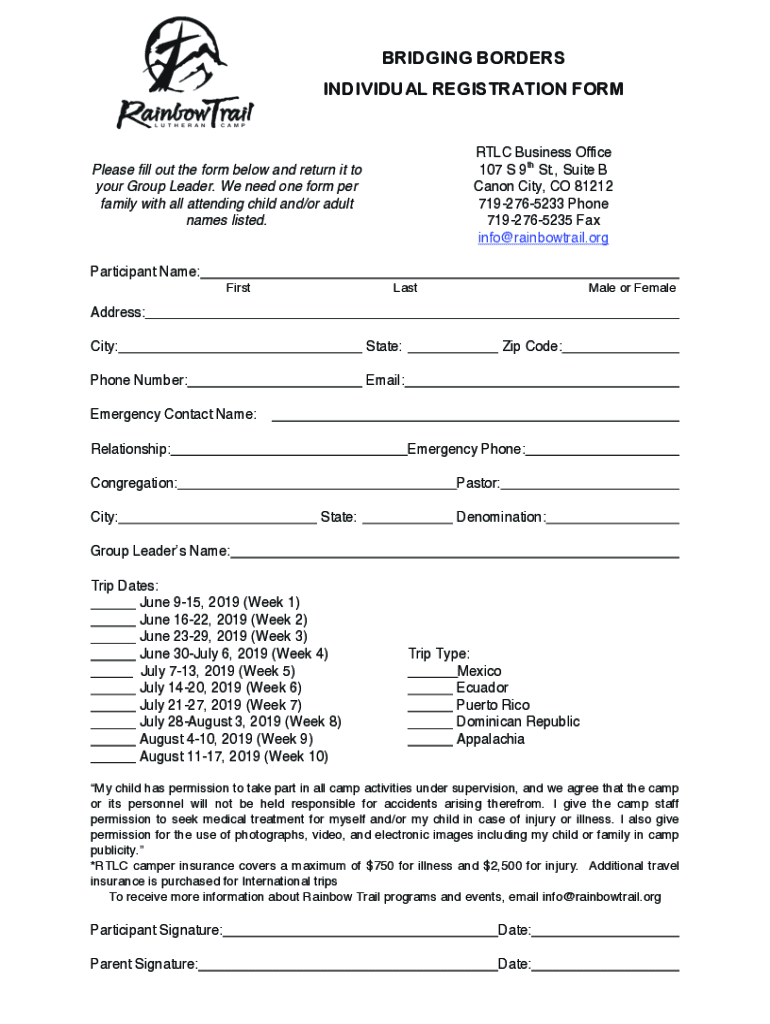 Fillable Online 2019 BB Participant Registration Form.docx Fax Email Print - pdfFiller
