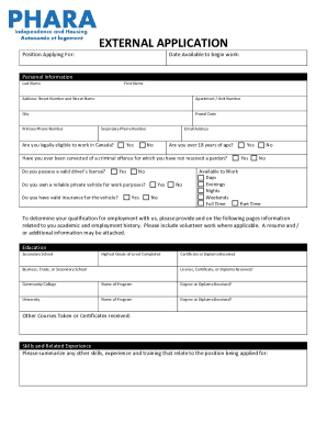 Fillable Online EXTERNAL APPLICATION - Squarespace Fax Email Print - pdfFiller
