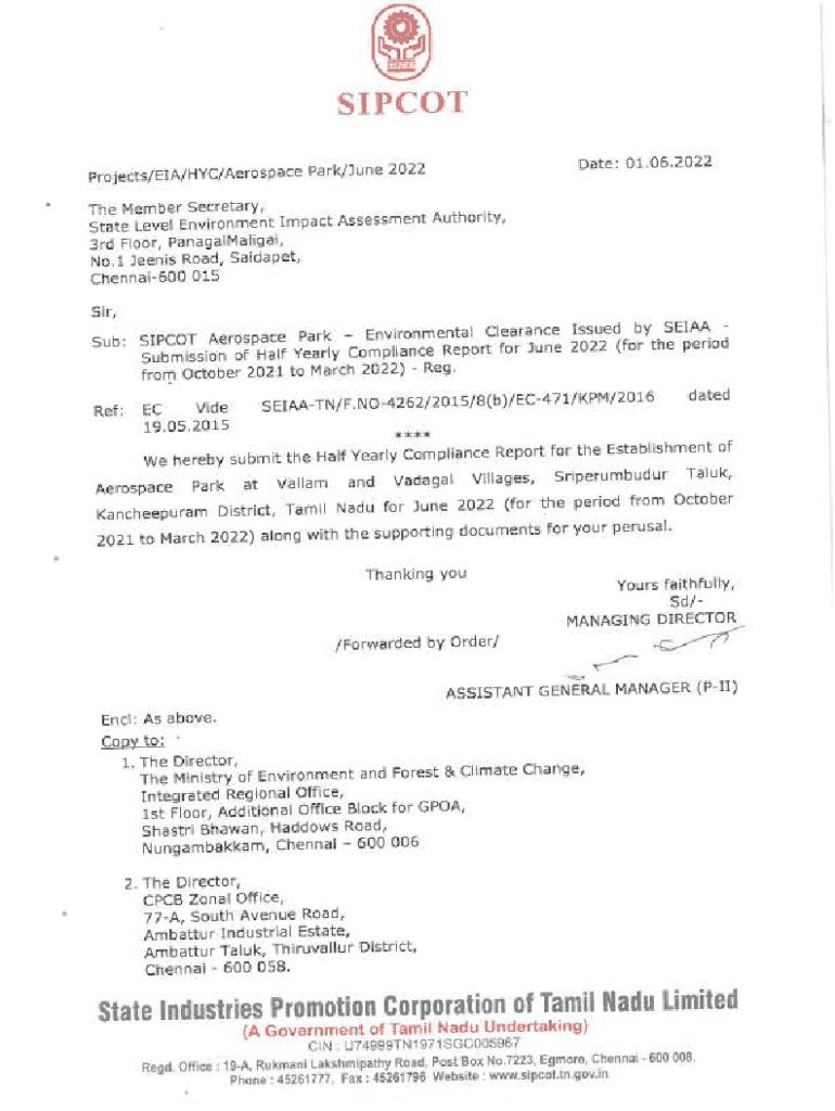 Fillable Online SIPCOT Industrial Park at Vallam Vadagal Fax Email ...