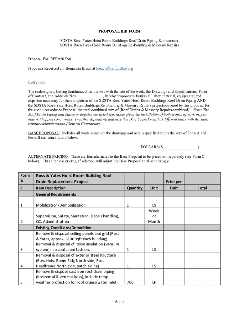 Fillable Online SDSTA Ross-Yates Hoist Roof Roof Drain Piping & Masonry ...