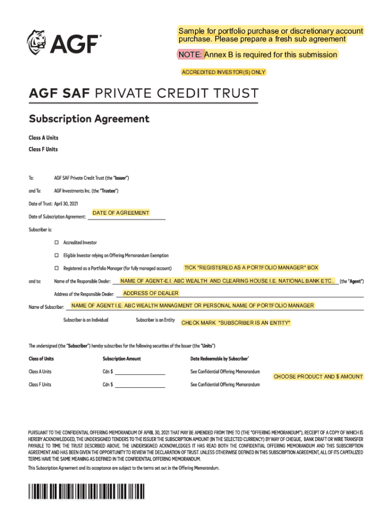 Fillable Online Sample for Accredited Portfolio Purchase or ...