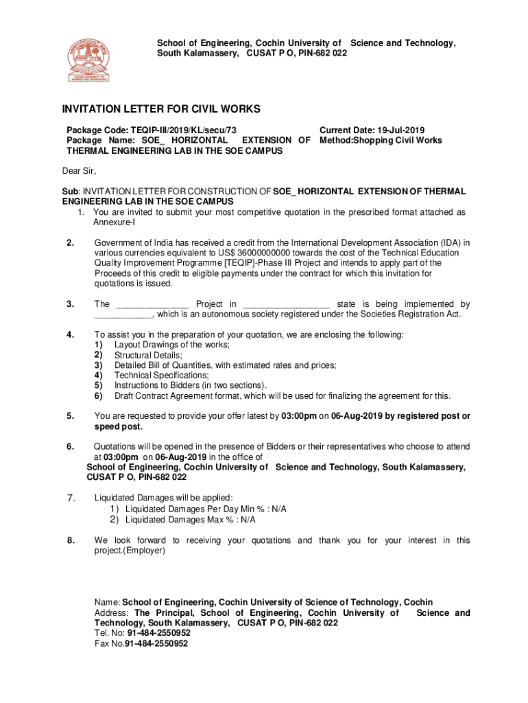 Fillable Online soe cusat ac School of Engineering, Cochin University ...