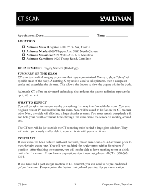 Fillable Online CT Scan. CT scan is a medical imaging procedure that ...