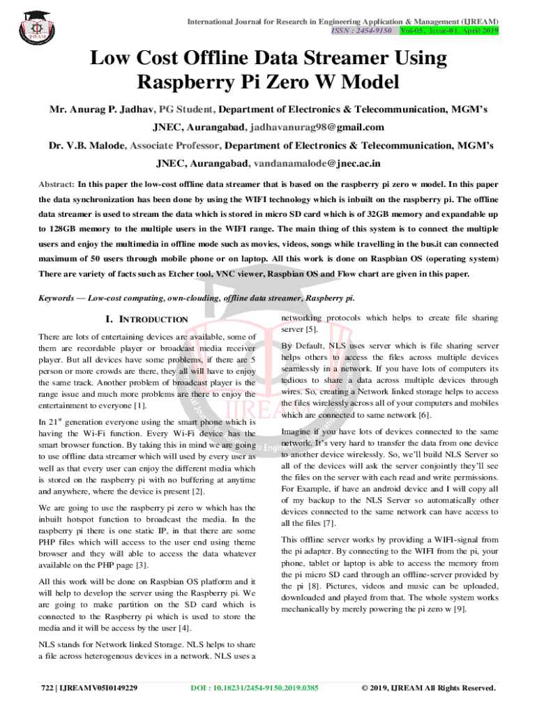 Fillable Online Low Cost Offline Data Streamer Using Raspberry Pi Zero W Fax Email Print