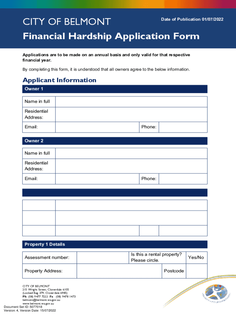 Fillable Online ECM5077018v4Financial Hardship Application Form ...