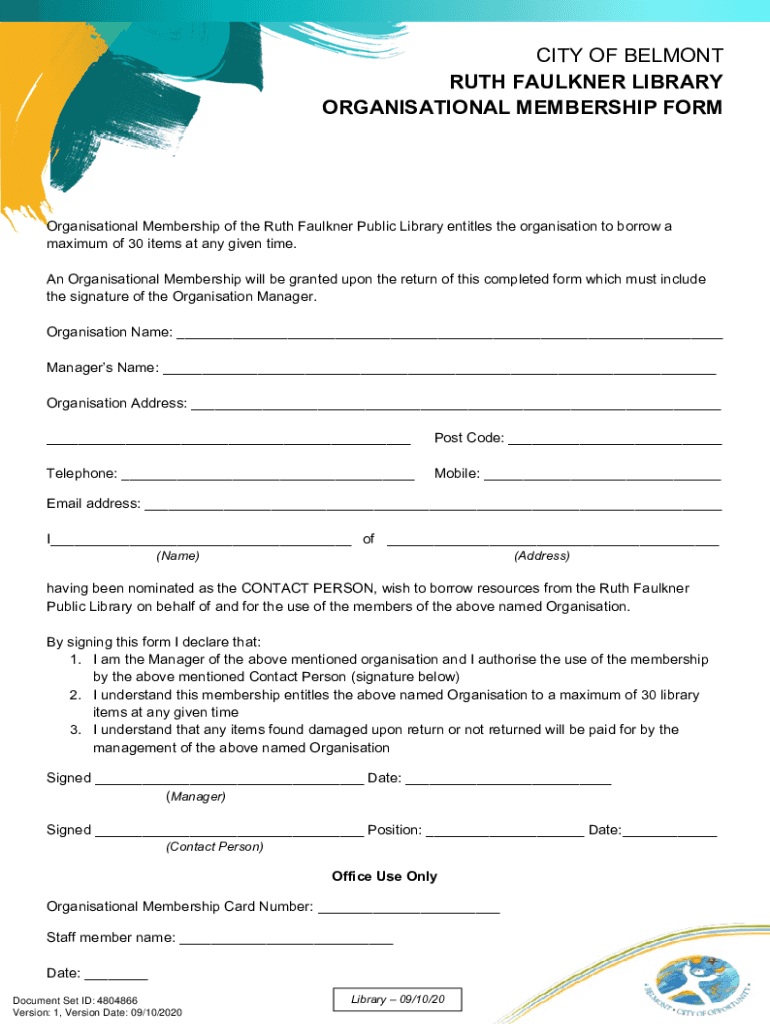 Fillable Online ECM4804866v1Library Forms Membership Application Form ...
