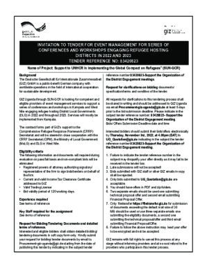 Fillable Online INVITATION TO TENDER FOR EVENT MANAGEMENT FOR SERIES OF ...