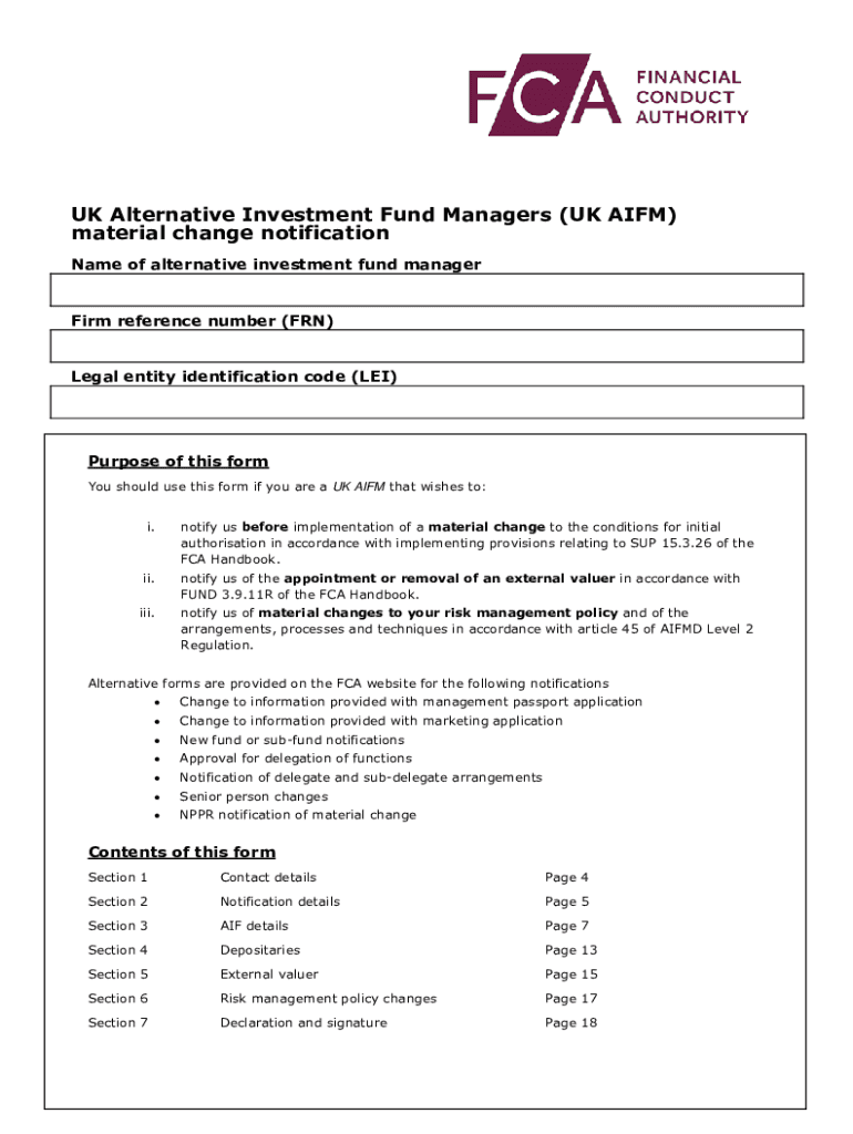 Fillable Online AIFMD notification forms - Financial Conduct Authority ...