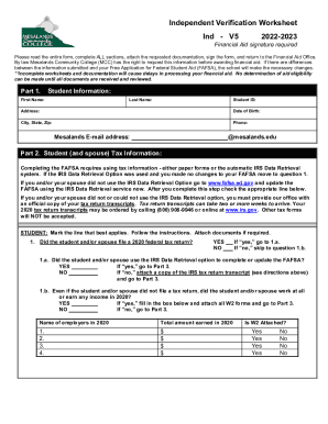 Fillable Online Independent Verification Worksheet Ind V5 2022-2023 Fax Email Print - pdfFiller