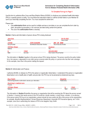 Fillable Online Instructions for Completing Standard Authorization Form ...
