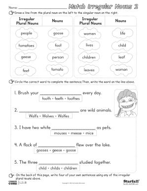 Fillable Online Grade 2 - Match Irregular Nouns. English Language Arts ...