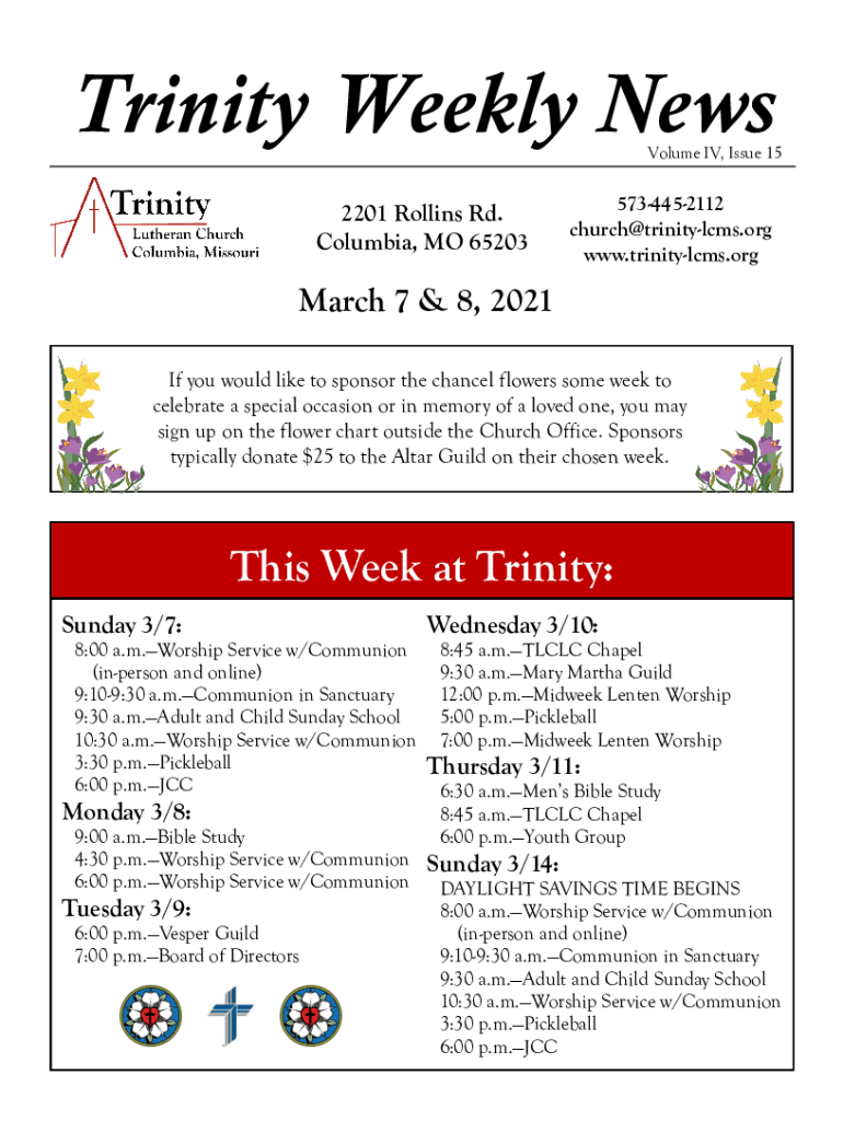 Fillable Online Trinity Weekly News - Trinity Lutheran Church Columbia MO Fax Email Print ...