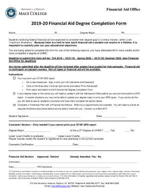Fillable Online maui hawaii 2019-20 Financial Aid Degree Completion ...