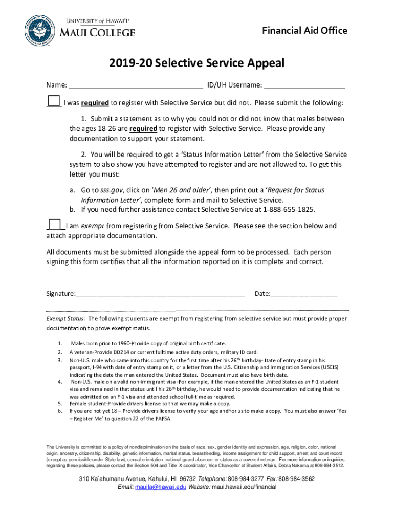 Fillable Online maui hawaii I was required to register with Selective ...