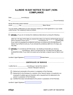 Fillable Online Illinois 10-Day Notice to Quit for Non-Compliance Fax ...
