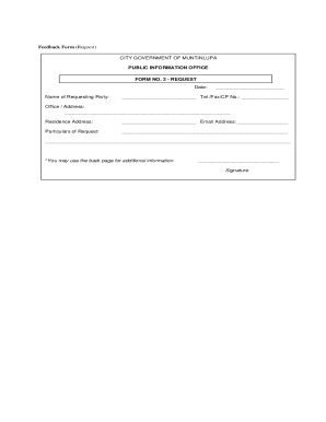 Fillable Online Feedback Form (Complain) - City Government of ...