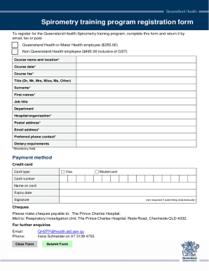 Fillable Online Spirometry training program registration form ...