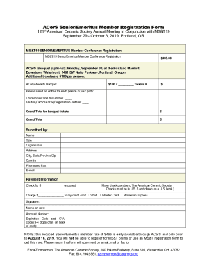 Fillable Online MS&T19 SENIOR/EMERITUS Member Conference Registration ...