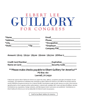 Fillable Online Please make checks payable to Elbert Guillory for ...