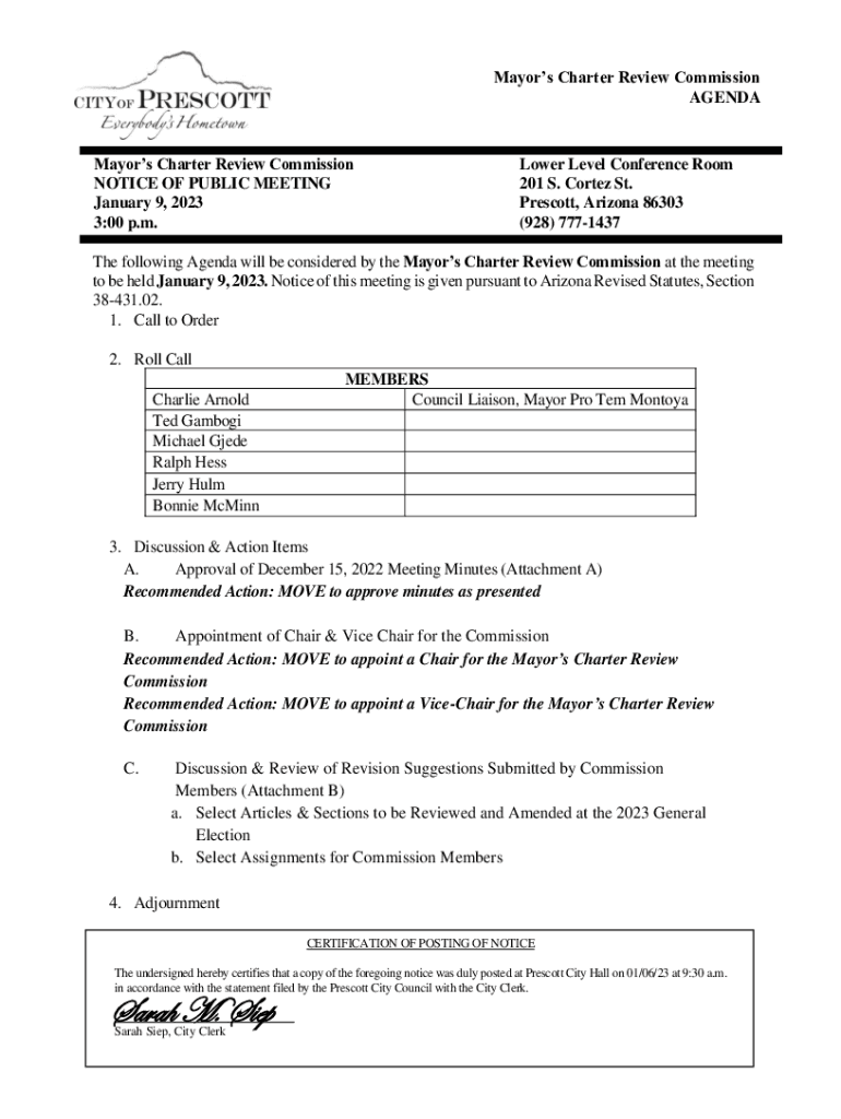Fillable Online Sarah M. Siep - City of Prescott Fax Email Print ...