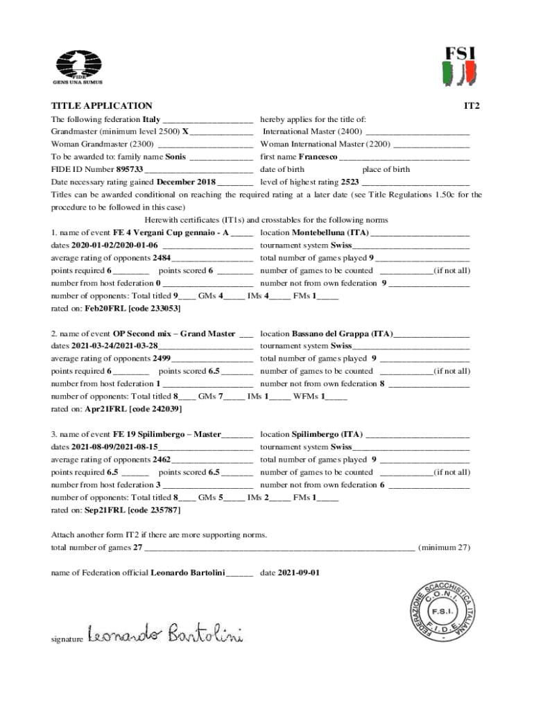 Fillable Online How do I get a Chess Title (Grandmaster, IM, etc)? Fax ...