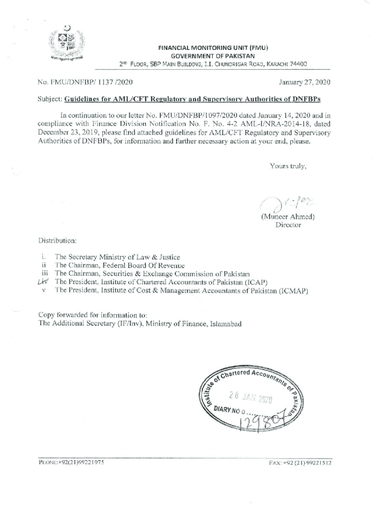Fillable Online financial monitoring unit (fmu) government of pakistan - FBR Fax Email Print ...