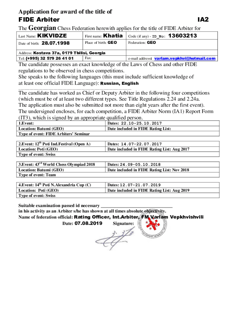 Fillable Online Fillable Online Application for award of the title of ...