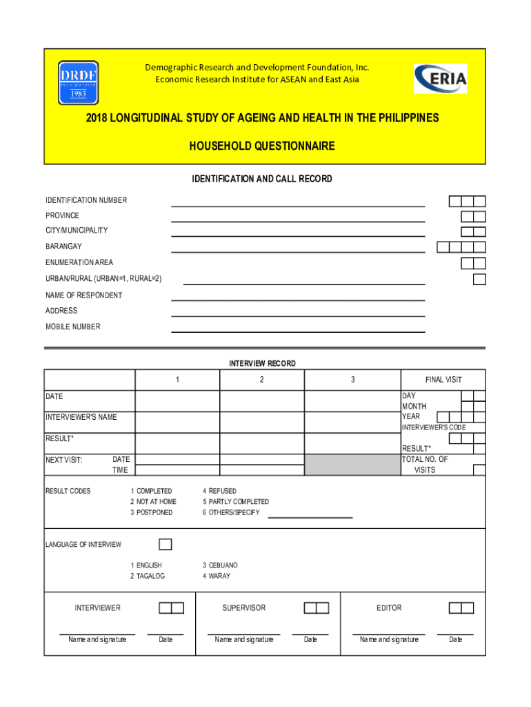 Fillable Online Longitudinal Study of Ageing and Health in the ...