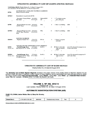 Fillable Online updates to admiralty list of lights and fog signals Fax ...
